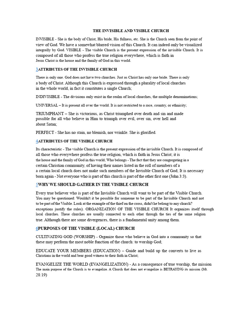 Understanding the Invisible and Visible Church | PDF | Christian Church ...