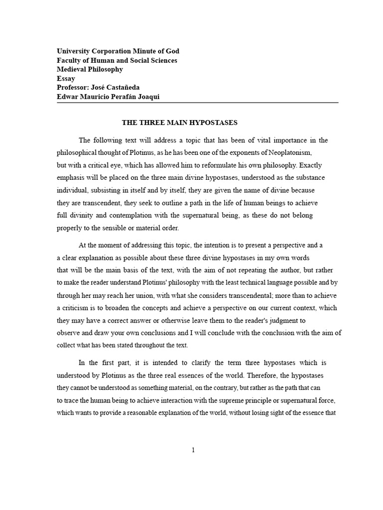 Partial No. 1 Essay (Plotinus) | PDF | Soul | Divinity