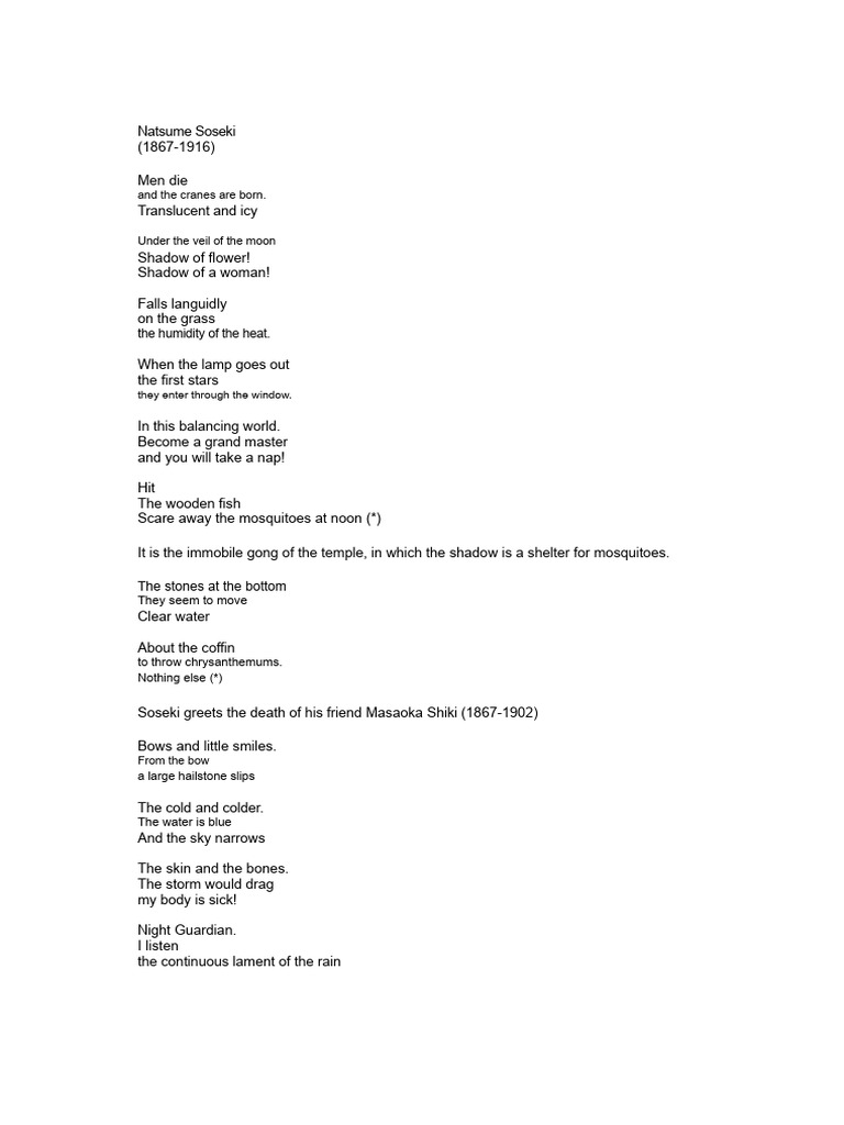 Natsume Soseki, Poems | PDF