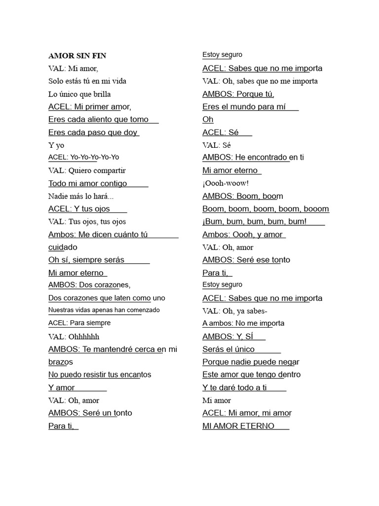 AMOR INFINITO LETRA | PDF