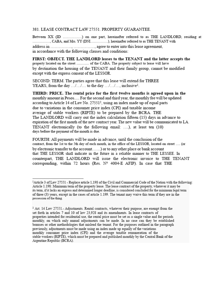 AA - Lease Contract Owner Guarantee Law 27551 | PDF | Lease | Leasehold ...