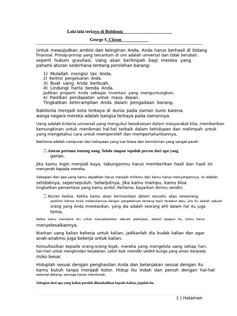 Orang Terkaya di Babilonia - George S. Clason | PDF