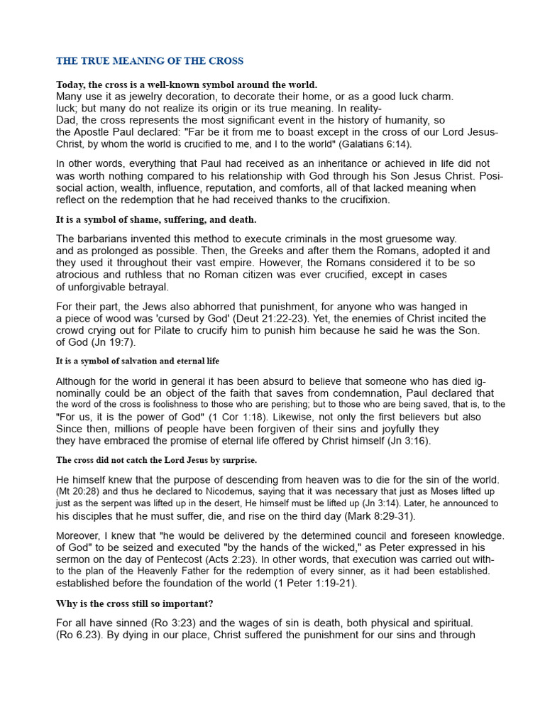 The True Meaning of The Cross Religious Education | PDF | Jesus ...