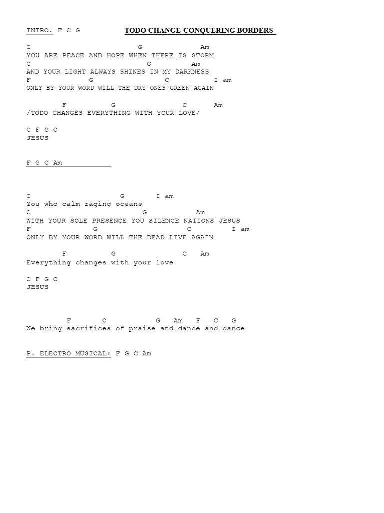 Conquering Borders - Everything Changes (Chords) | PDF