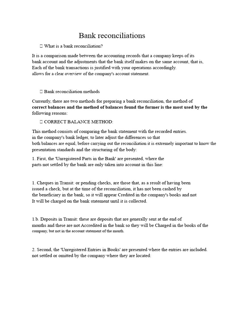 Bank Reconciliations Correct Balances | PDF | Banks | Debits And Credits