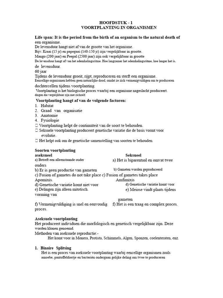 II PUC BIOLOGIE Notities Boekje | PDF
