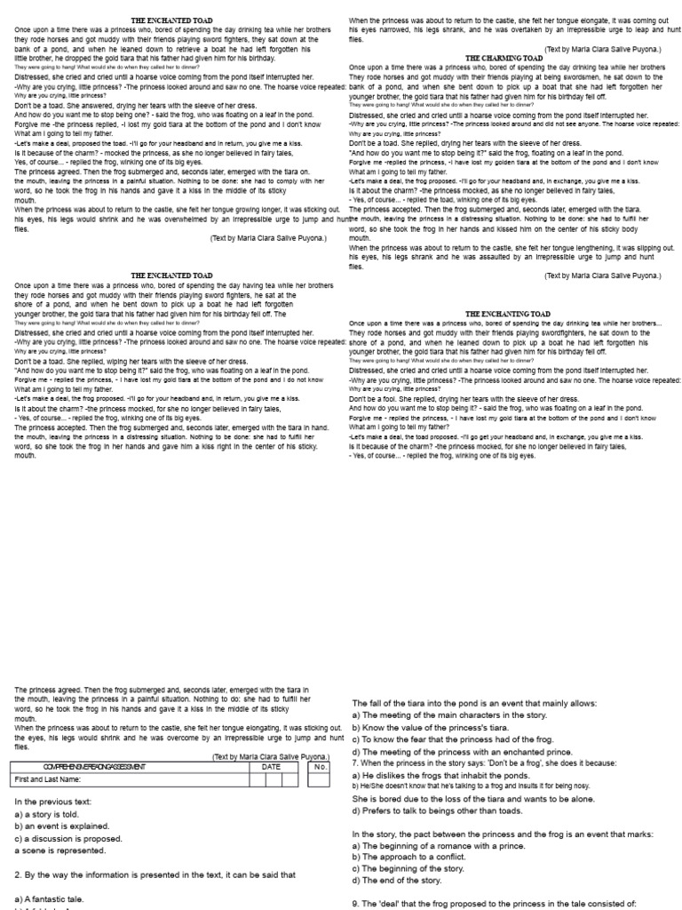 READING THE ENCHANTED TOAD.docx | PDF | Frog