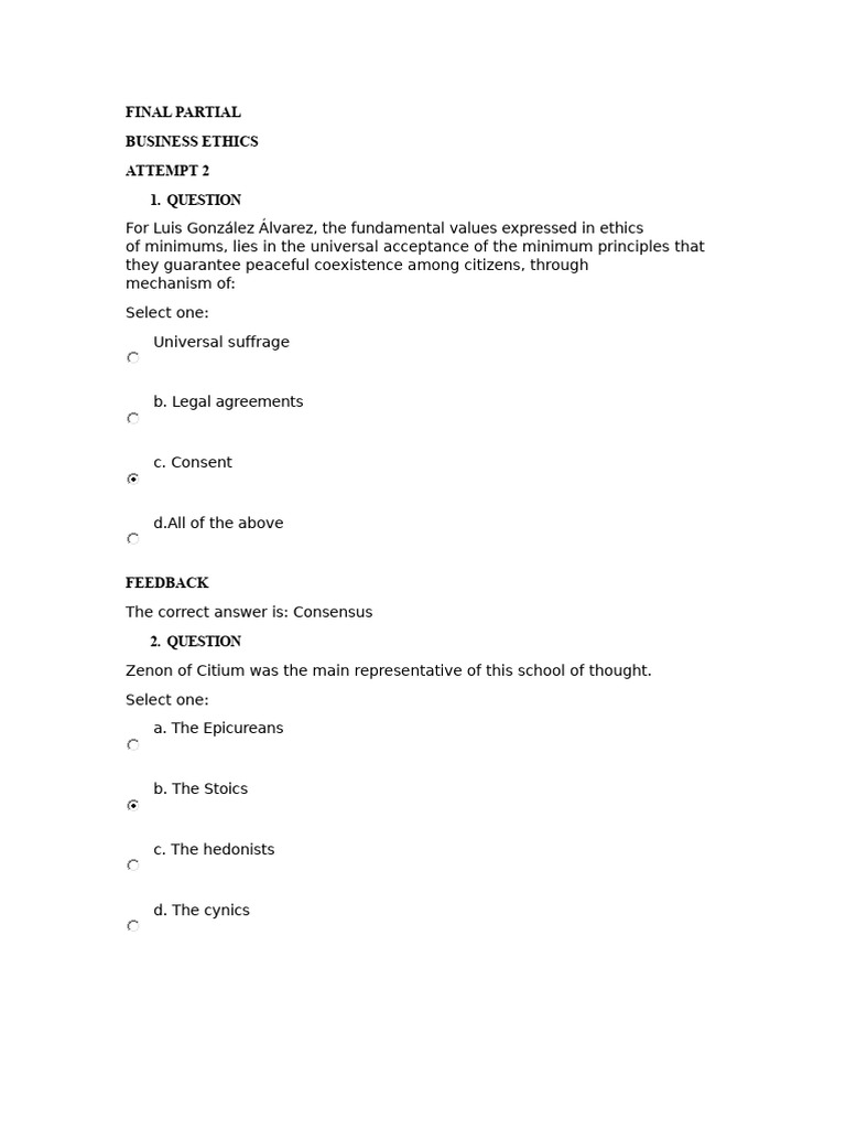 Business Ethics Exam Questions and Answers | PDF | Socrates | Corporate ...