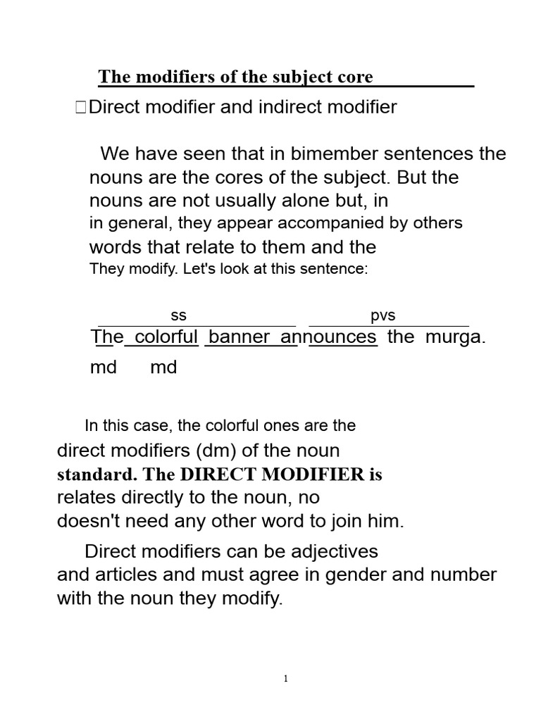 The Modifiers of the Subject Core | PDF | Noun | Subject (Grammar)