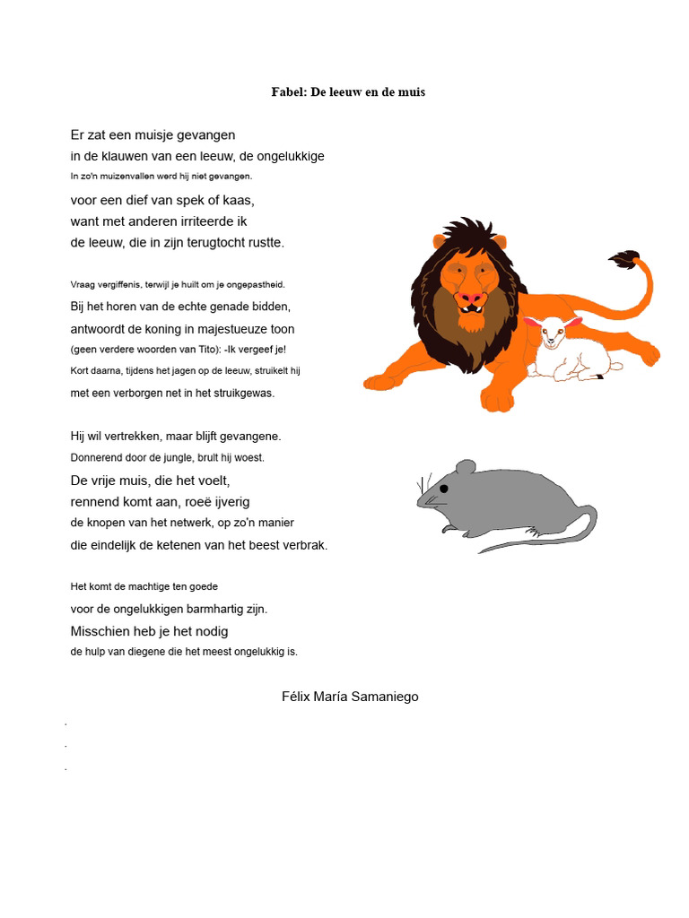 Fabel - de Muis en de Leeuw | PDF