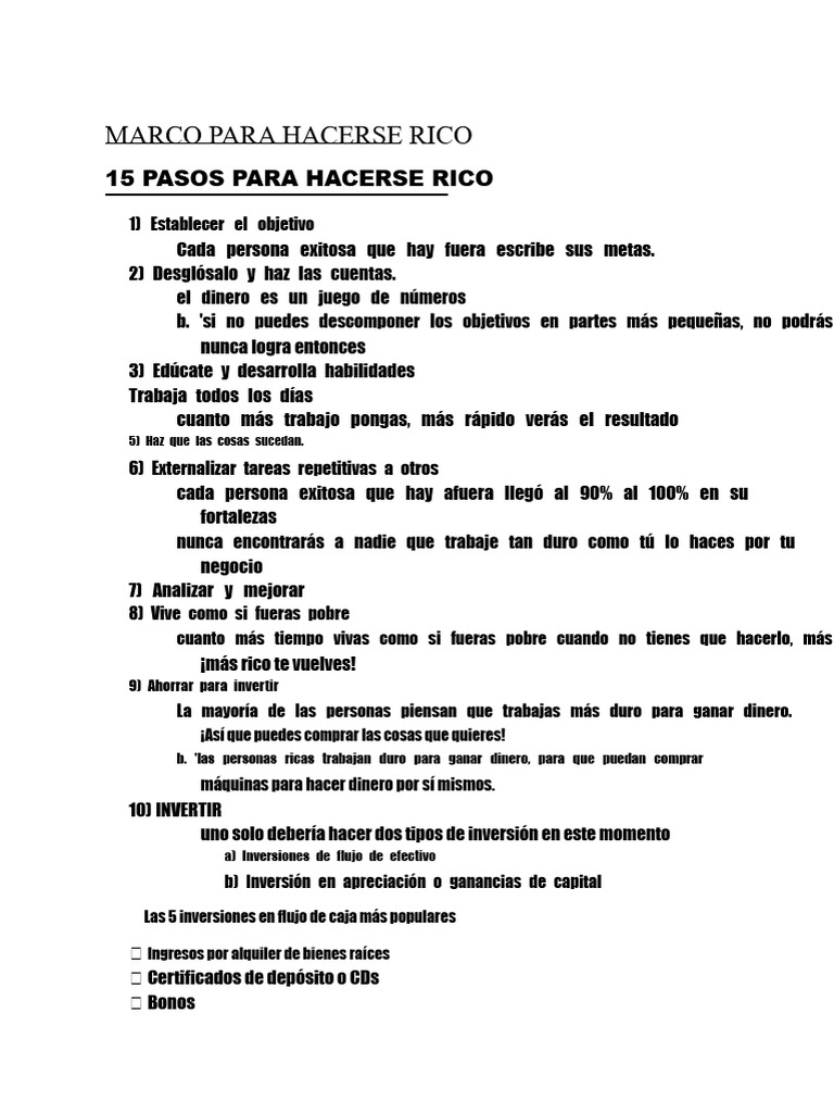 15 Pasos para Hacerse Rico (Guía Definitiva) | PDF | Inversiones ...