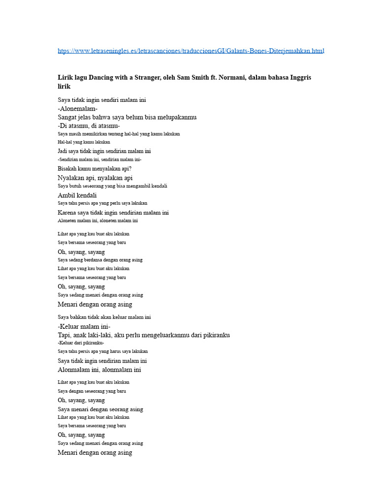 Lagu dalam bahasa Inggris dan terjemahan | PDF