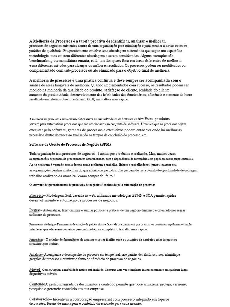 Processo de Melhoria - BPO2 | PDF | Gestão de processos de negócios | Qualidade (negócios)