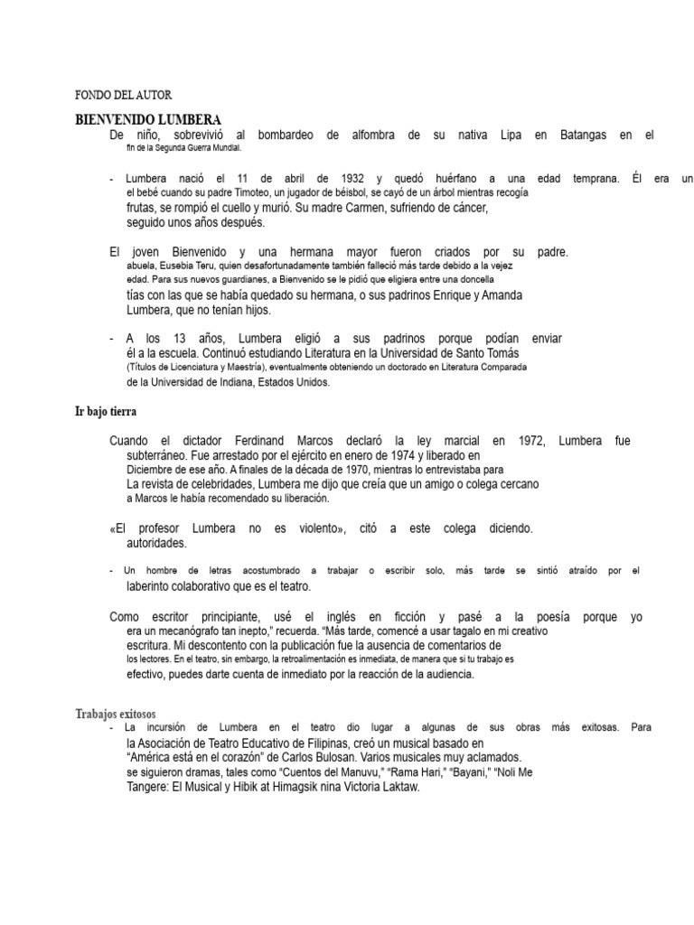 WELCOME LUMBERA | PDF