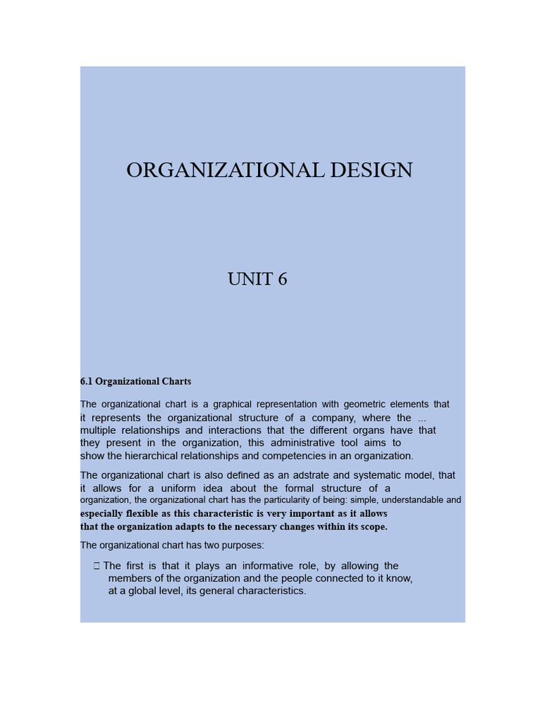 Unit 6 Organizational Design | PDF | Policy | Employment