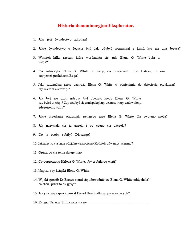 Historia Denominacyjna Eksplorator 2 | PDF