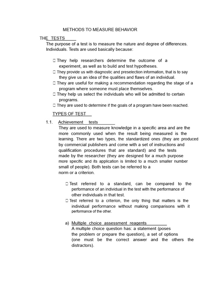 Behavior Measurement Methods Explained | PDF | Multiple Choice | Likert ...