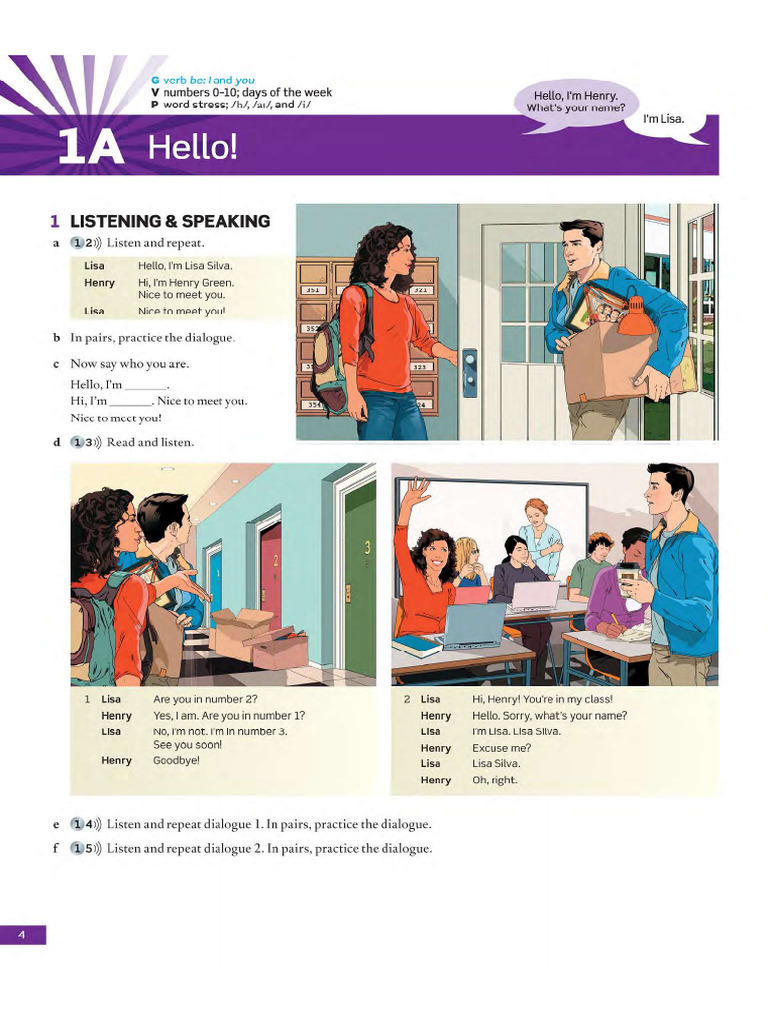 English File - Starter 1A | PDF