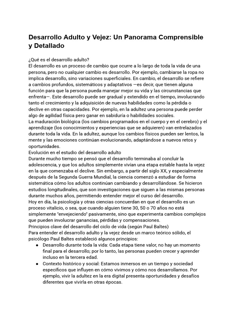 Papalia Cap 1 Resumen | PDF | Adultos | Vejez