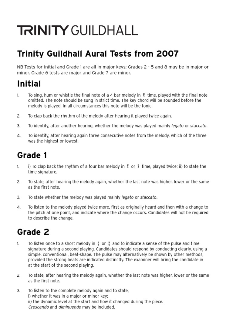 Aural Tests From 2007 | PDF | Interval (Music) | Rhythm