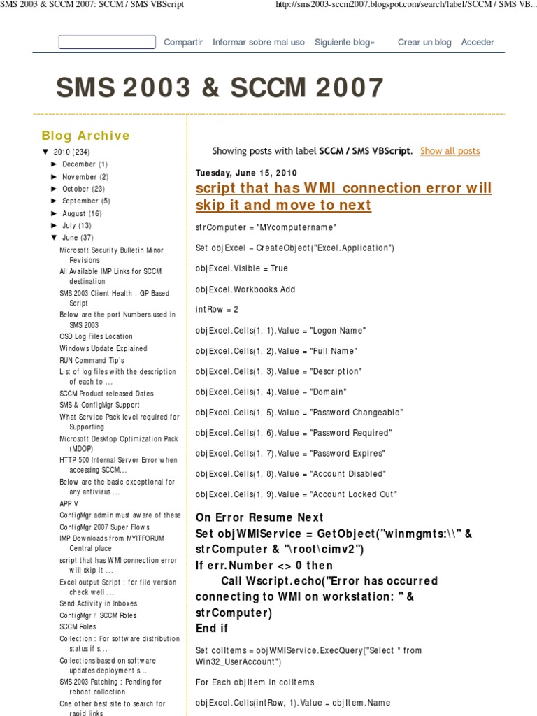 Sms 2003 - SCCM 2007 - SCCM - Sms Vbscript | PDF | Active Directory ...