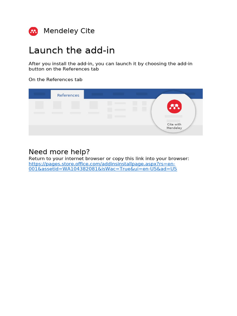 Launch The Add-In: Mendeley Cite | PDF