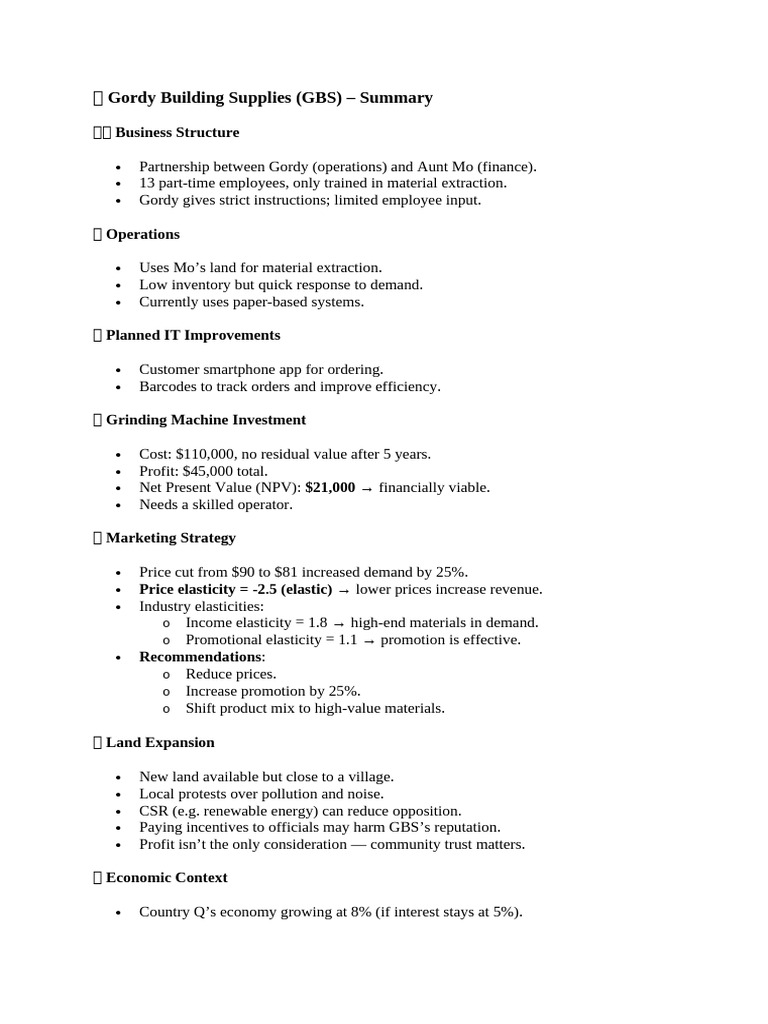 A2 Business Case Studies Summary Pdf Elasticity Economics Demand