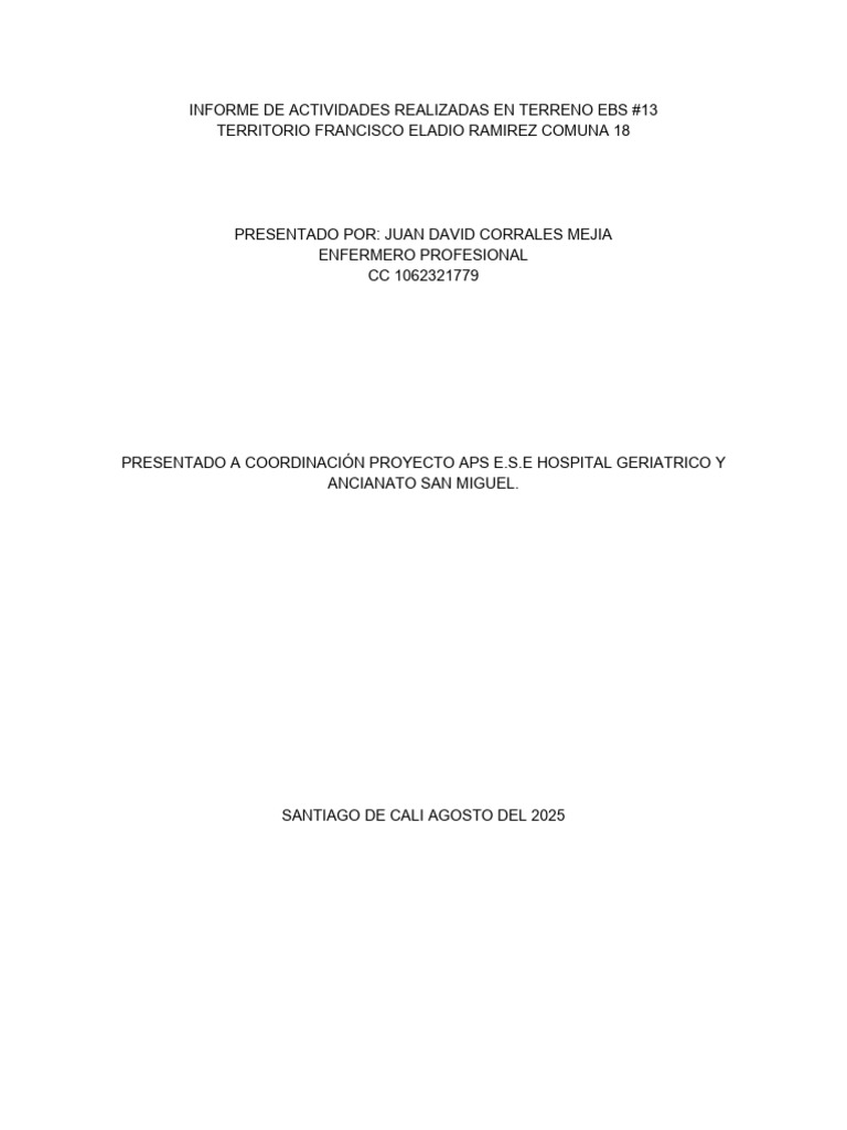 Informe Actividades EBS 13 Comuna 18 | PDF | Hipertensión