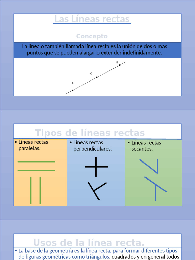 Tipos y usos de la línea recta en geometría | PDF