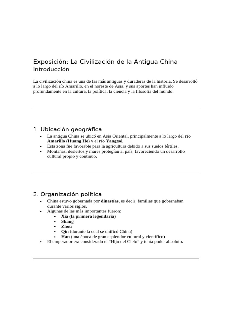 Civilización de la Antigua China: Aportes y Legado | PDF | China ...