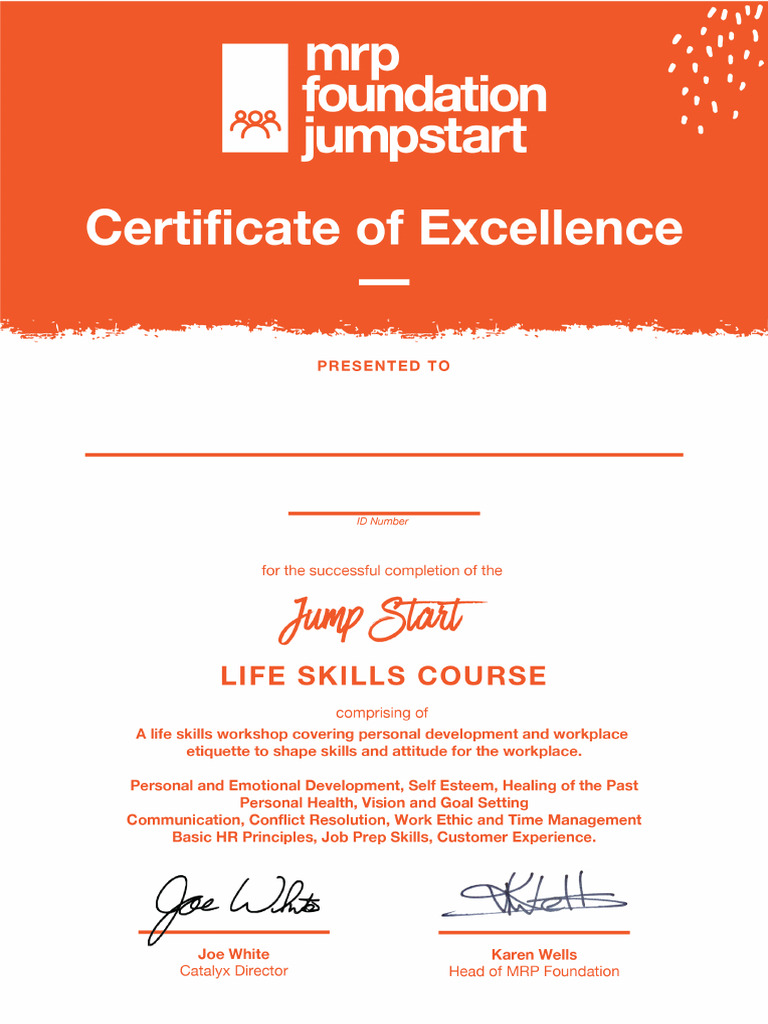 Life Skills Completion Certificate | PDF