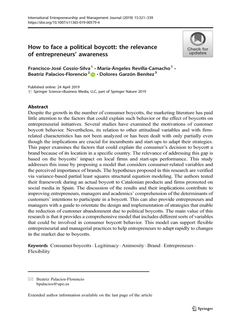 Navigating Political Boycotts for Entrepreneurs | PDF | Validity ...