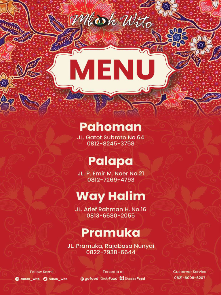 Buku Menu Mbok Wito | PDF