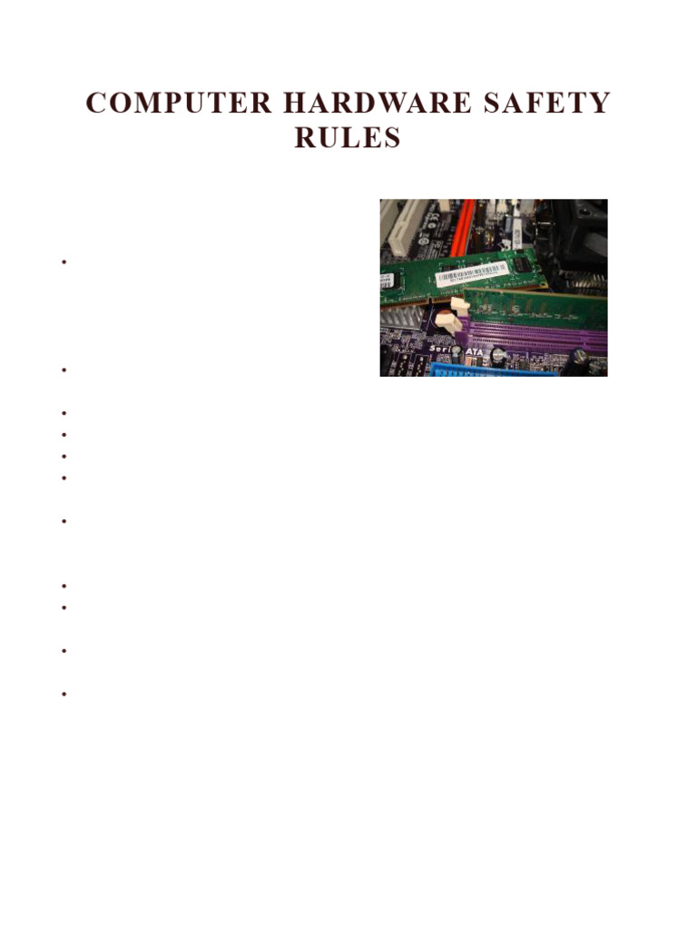 Computer Hardware Safety Rules by Dinesh Sir | PDF