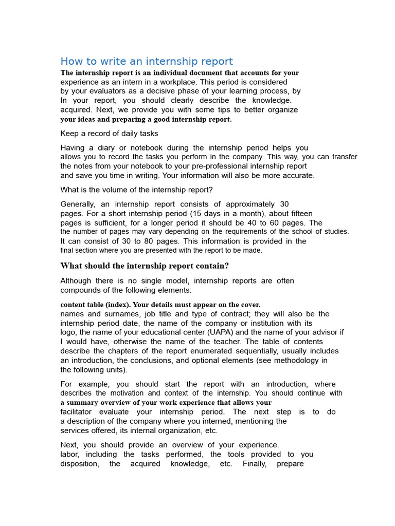 How To Write An Internship Report | PDF | Learning