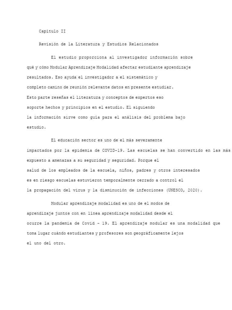 Capítulo II RRL, RS y SÍNTESIS | PDF | Enseñando | Aprendizaje