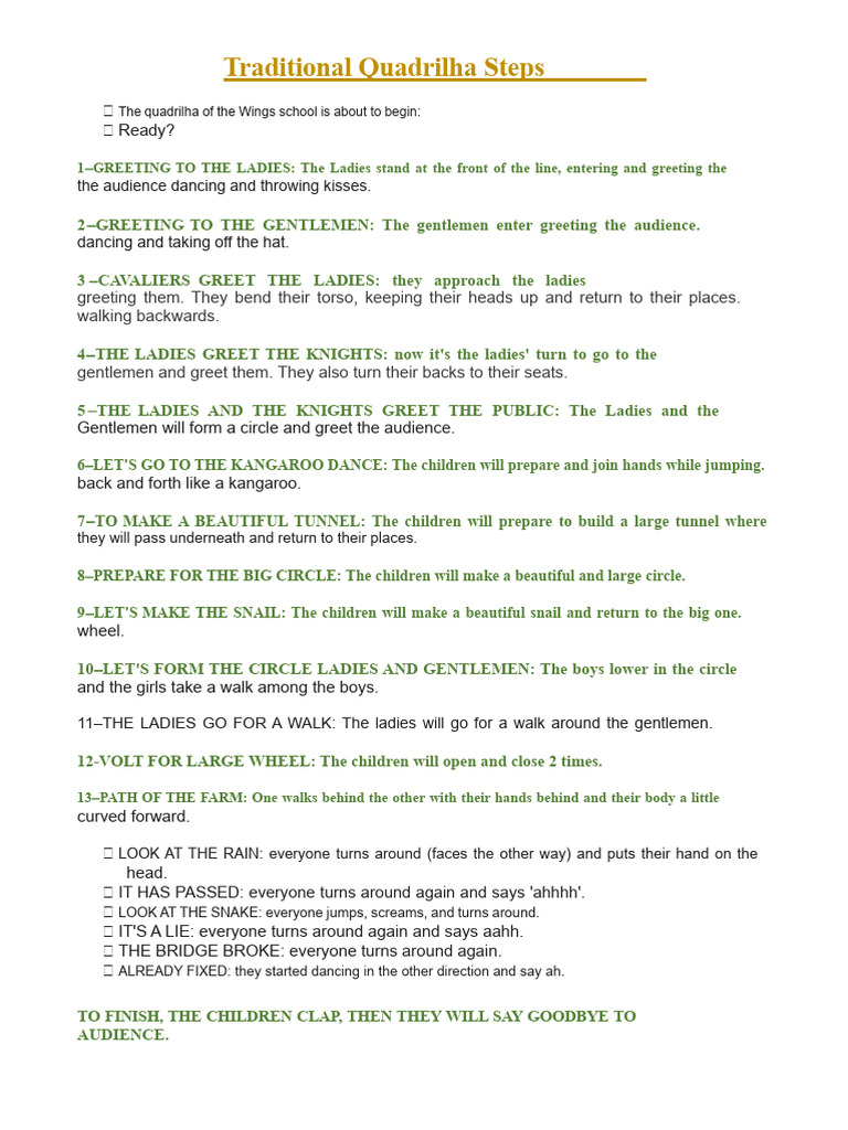 Traditional Quadrilha Dance Steps Guide | PDF