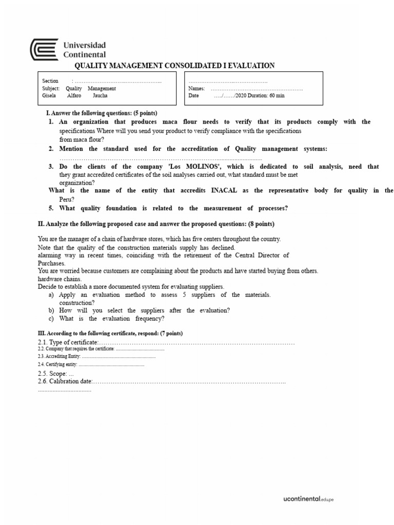 Consolidated I (1) Solved Exam | PDF | Quality Management | Supply Chain