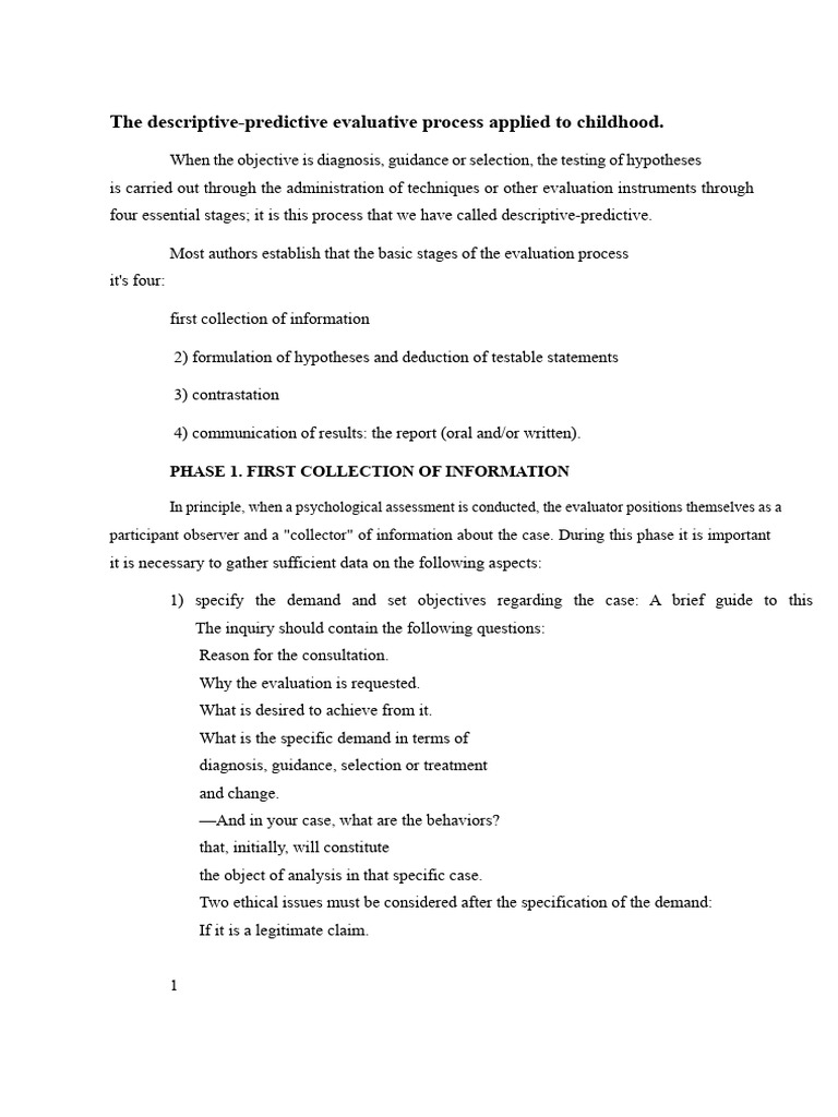 The descriptive-predictive evaluative process ...