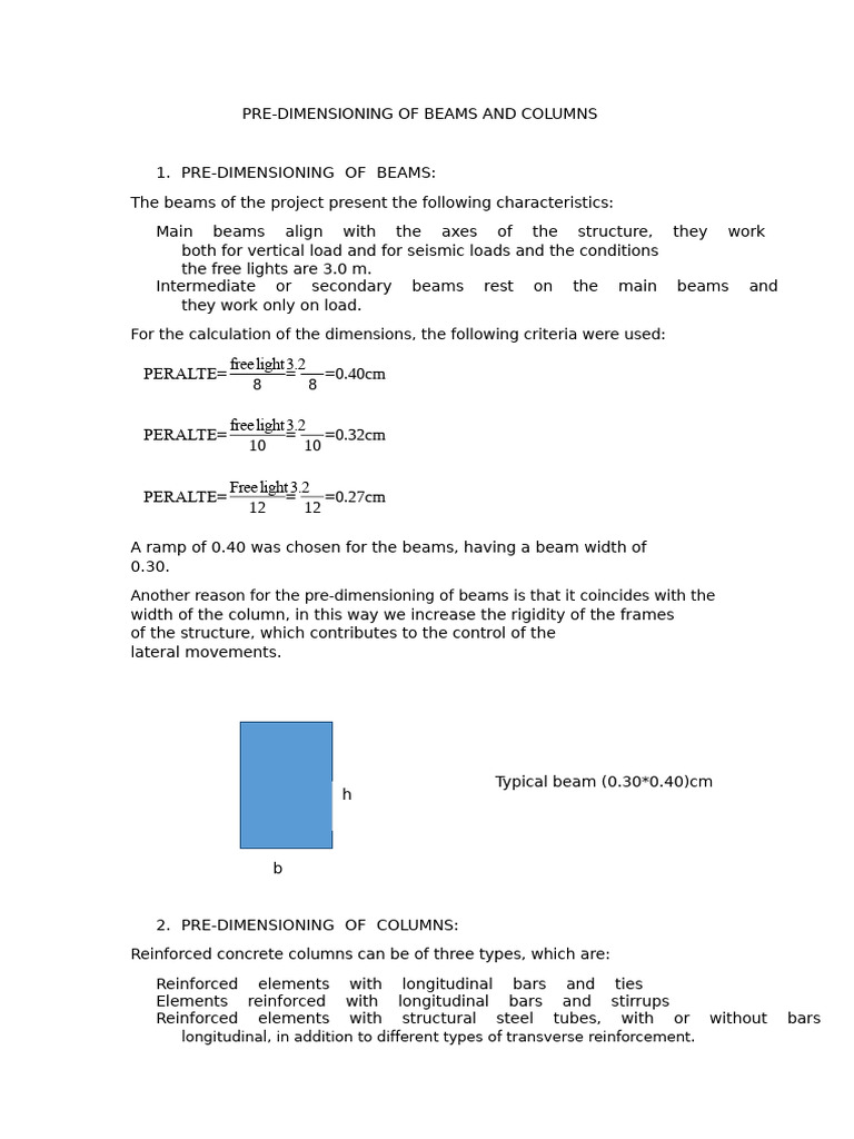 Pre-Dimensioning of Columns | PDF | Beam (Structure) | Reinforced Concrete