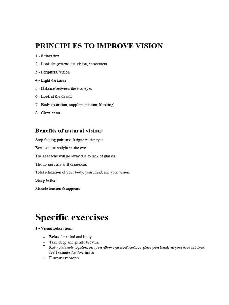 Natural Vision Exercises | PDF | Eye | Glasses