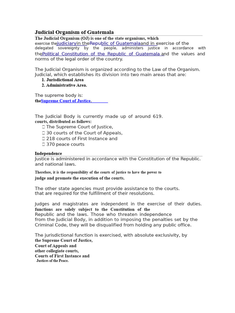 Overview of Guatemala's Judicial Organism | PDF | Judge | Supreme Courts