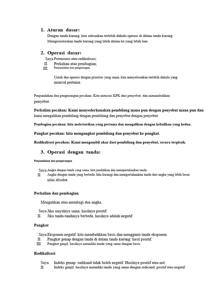 Aturan Dasar Matematika | PDF