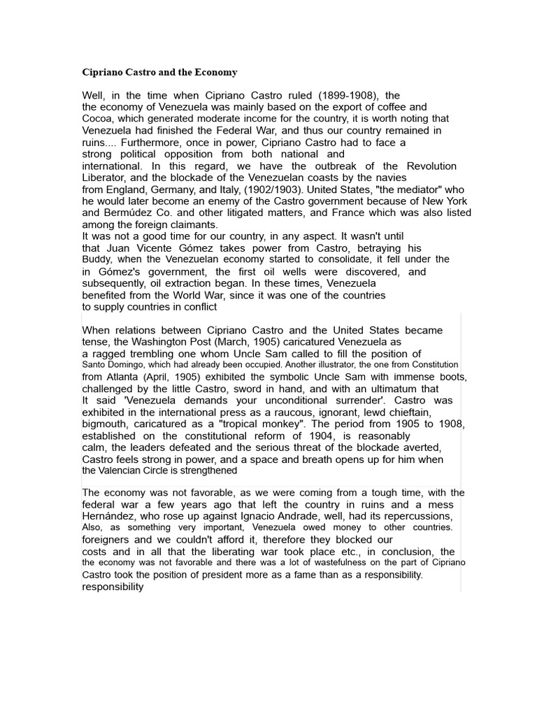Cipriano Castro's Economic Challenges | PDF | Venezuela
