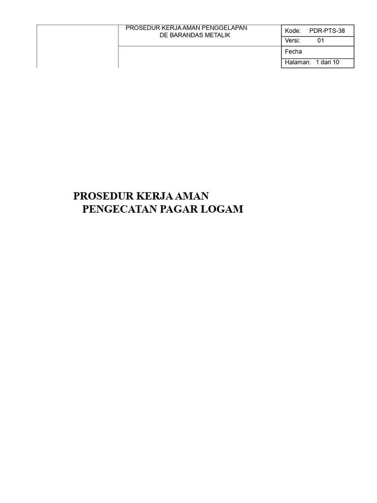 Prosedur PTS Pengecatan Pagar Logam | PDF