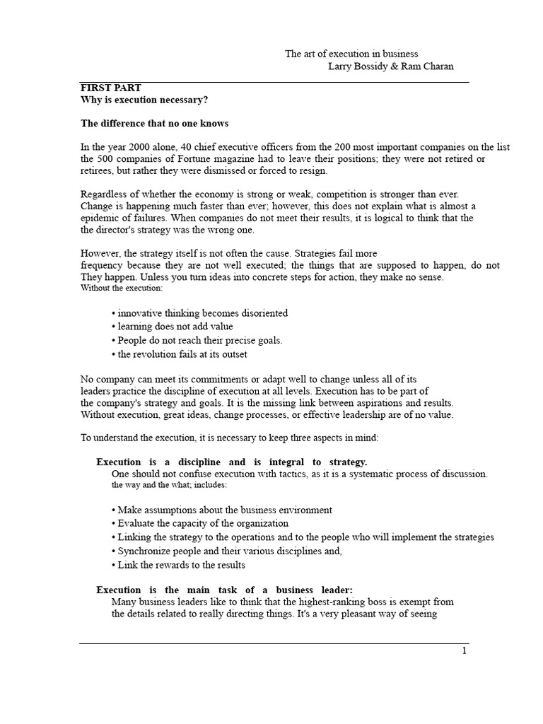 The execution - Summary | PDF | Strategic Planning | Leadership