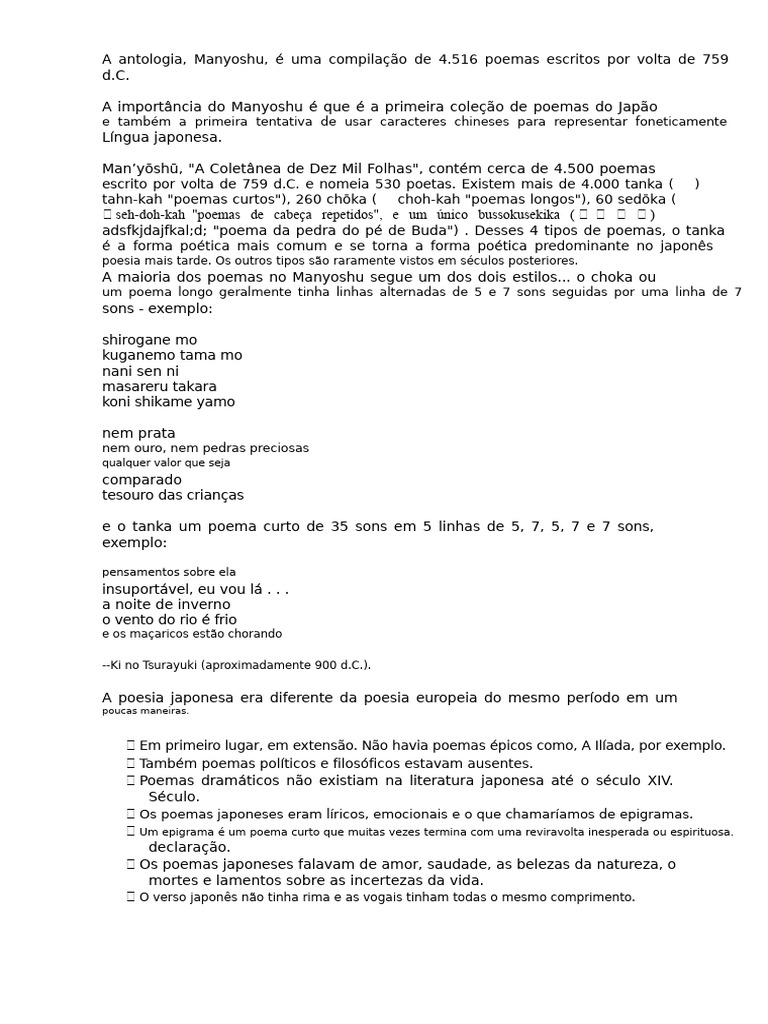 Manyoshu: A Primeira Antologia Poética | PDF