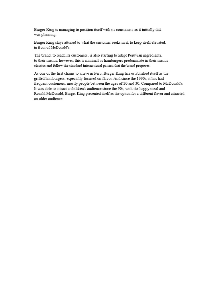 Burger King Conclusions | PDF