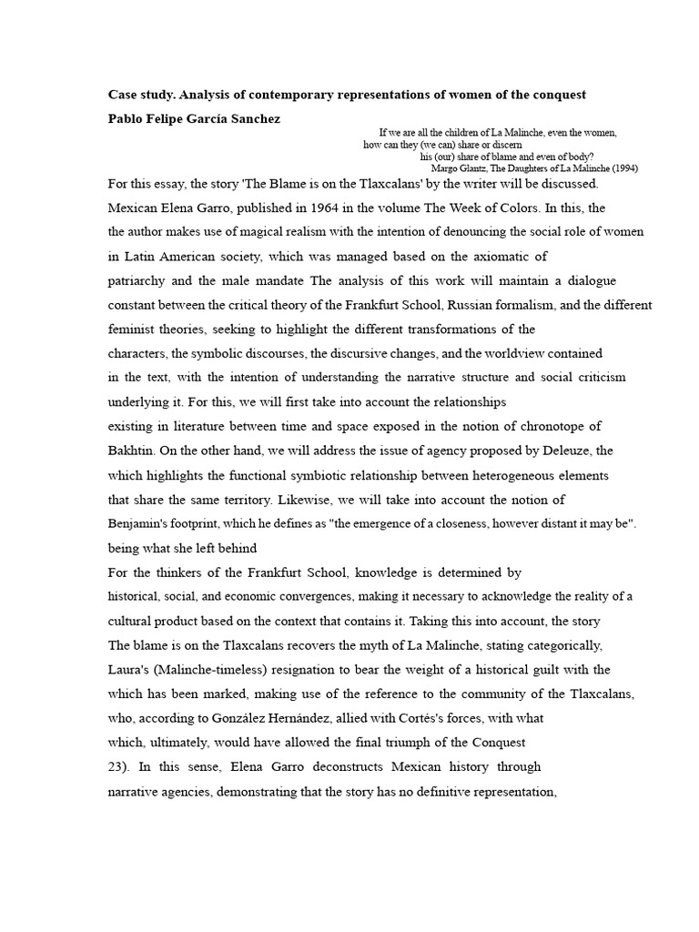 Women in Garro's "The Blame is on the Tlaxcalans" | PDF | Feminism ...