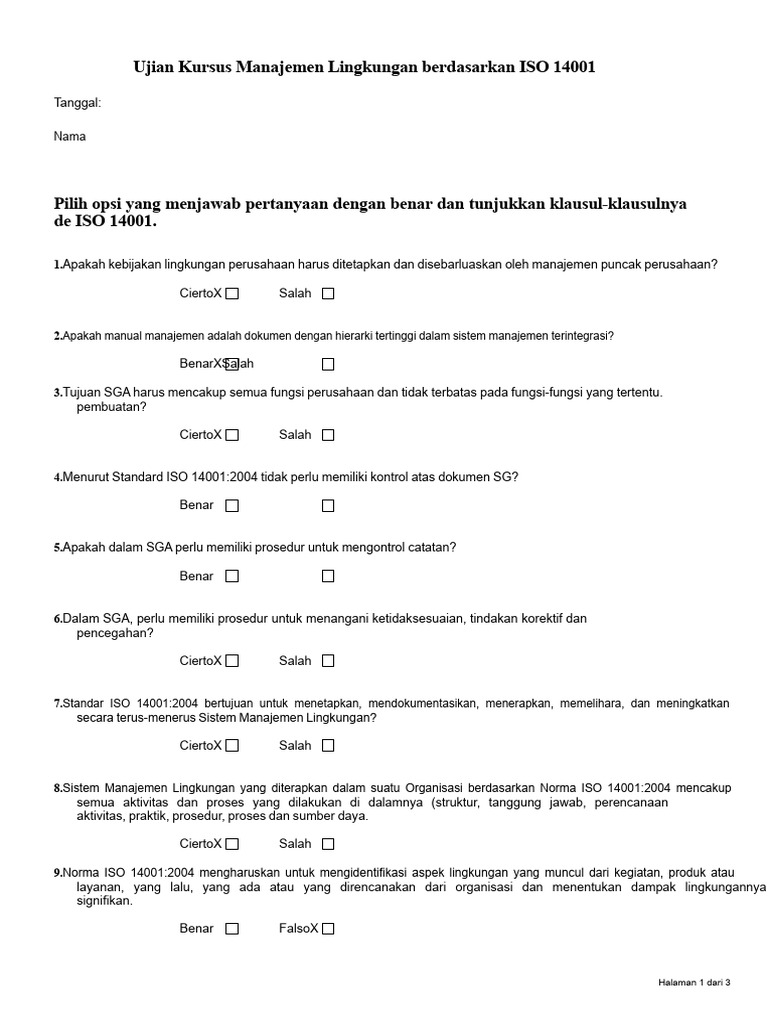 Ujian ISO 14001 | PDF
